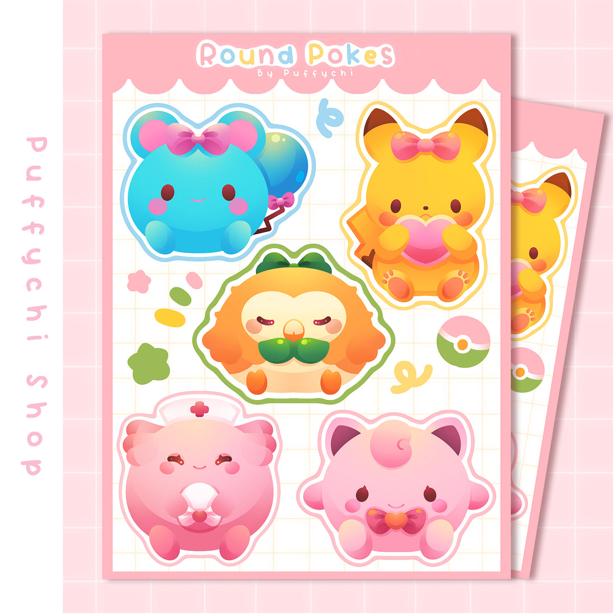 Round Poke Set 1 ♡ Pokémon Stickers – Puffychi
